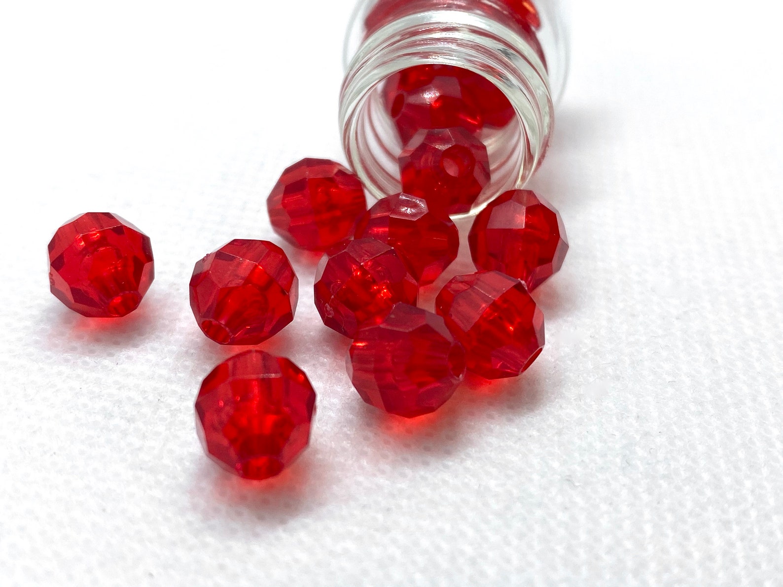 Red Transparent Faceted Round Acrylic Plastic Beads 9mm - Etsy