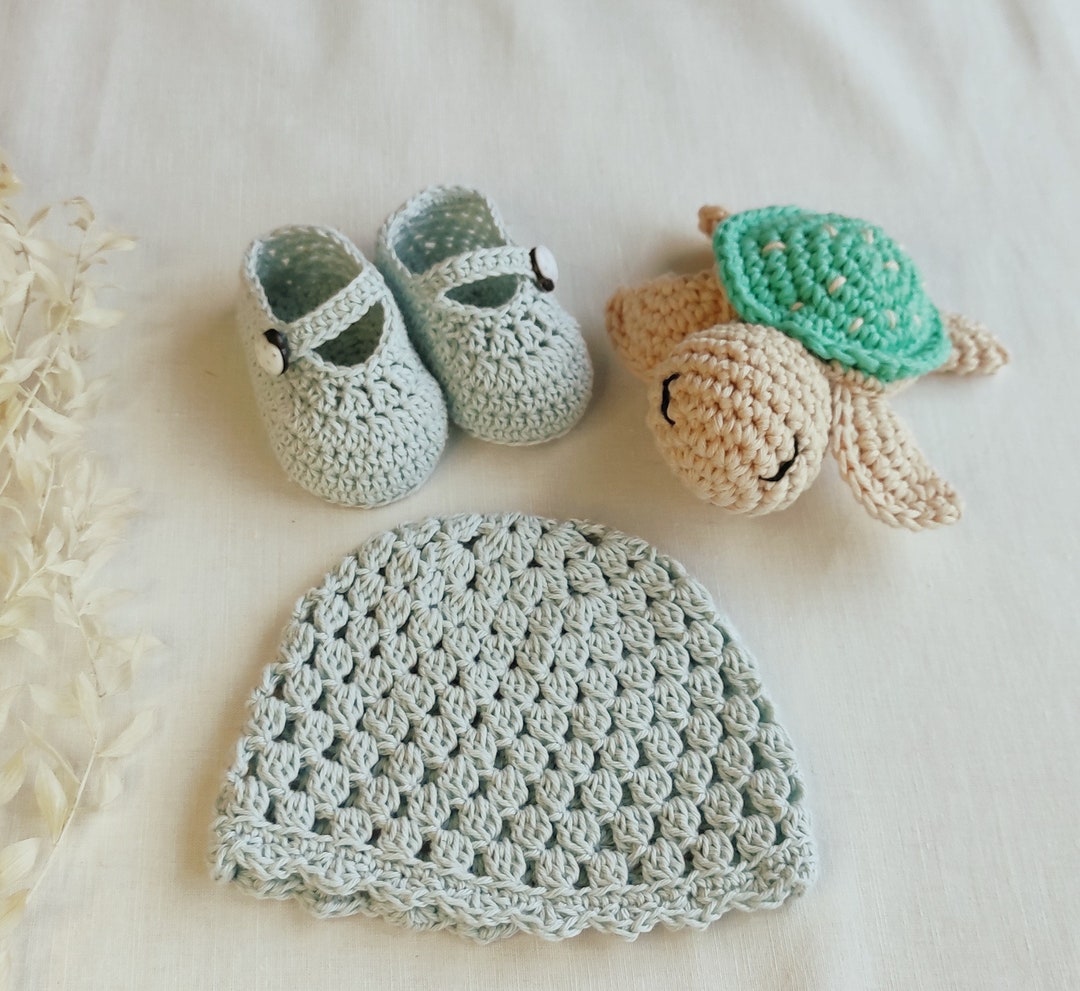 Baby Boy Gift Idea With Booties Hat and Turtle Plush Toy, Turtle Baby ...
