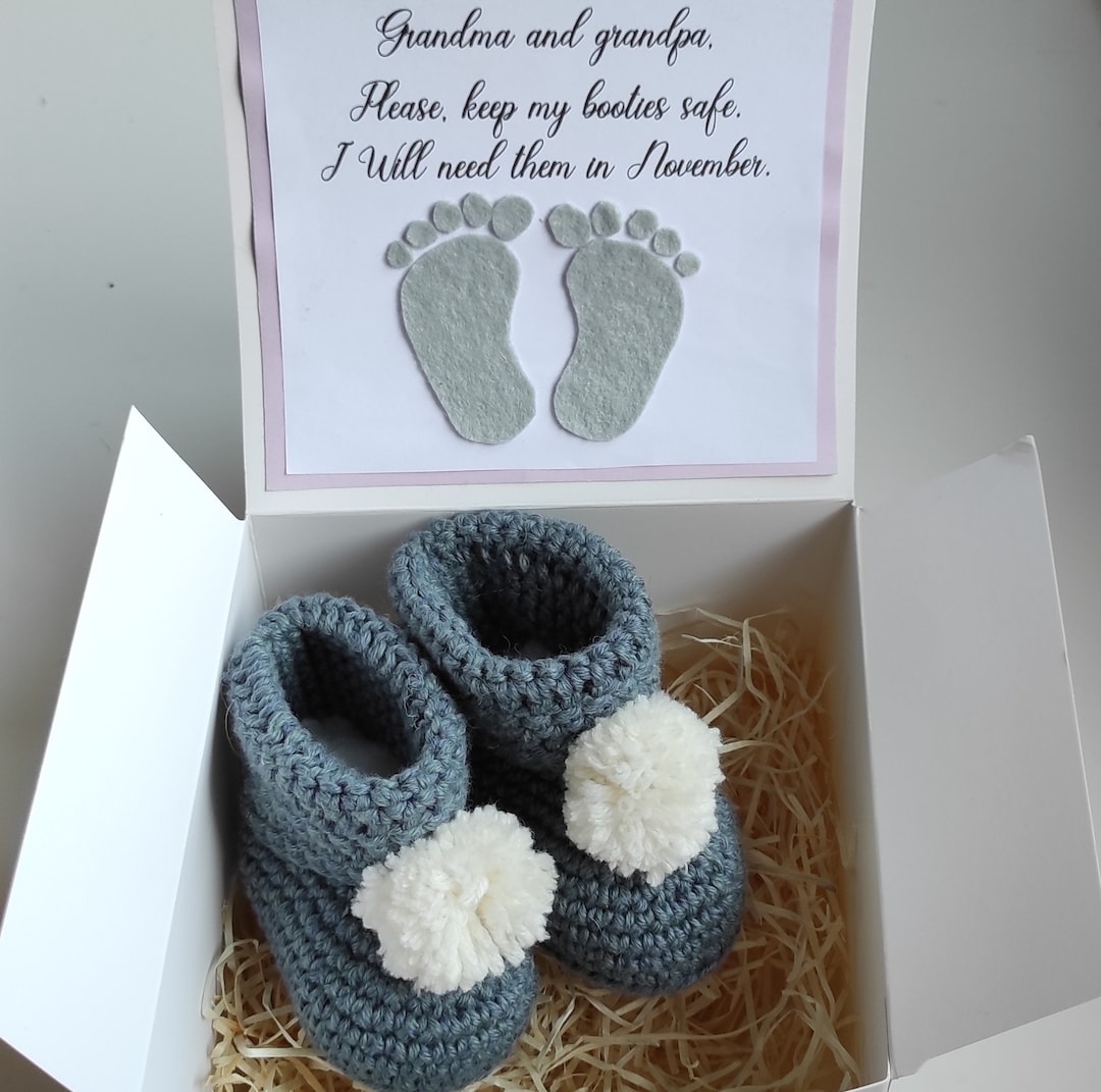 Baby Announcement Box, Gift Box for Parents to Be, Natural Baby Shoes ...