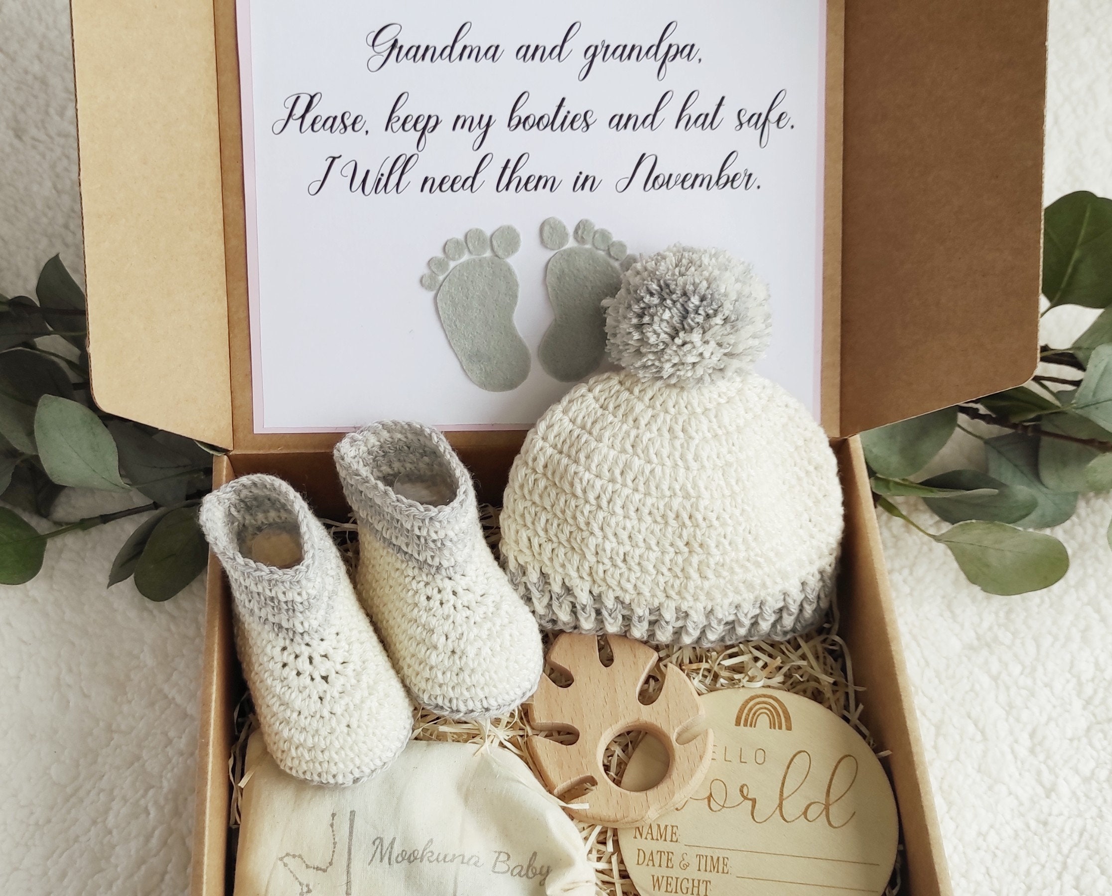 New Baby Announcement Box, Pregnancy Announcement Grandparent Keepsafe ...