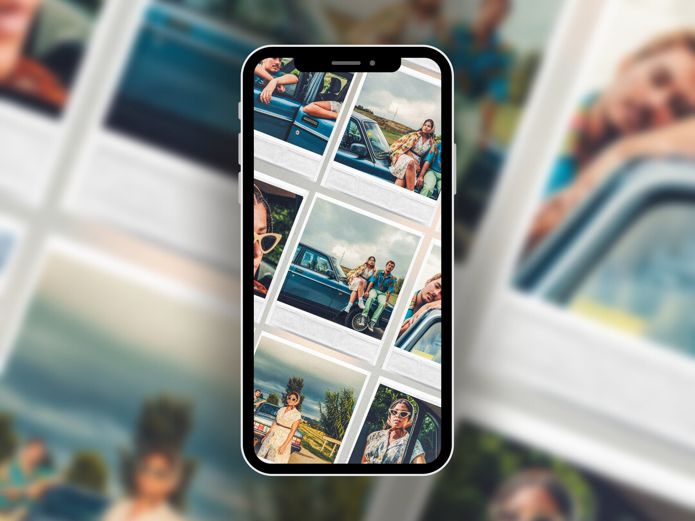 Polaroid Style Vintage Summer Love Phone Background Getaway Car Digital ...