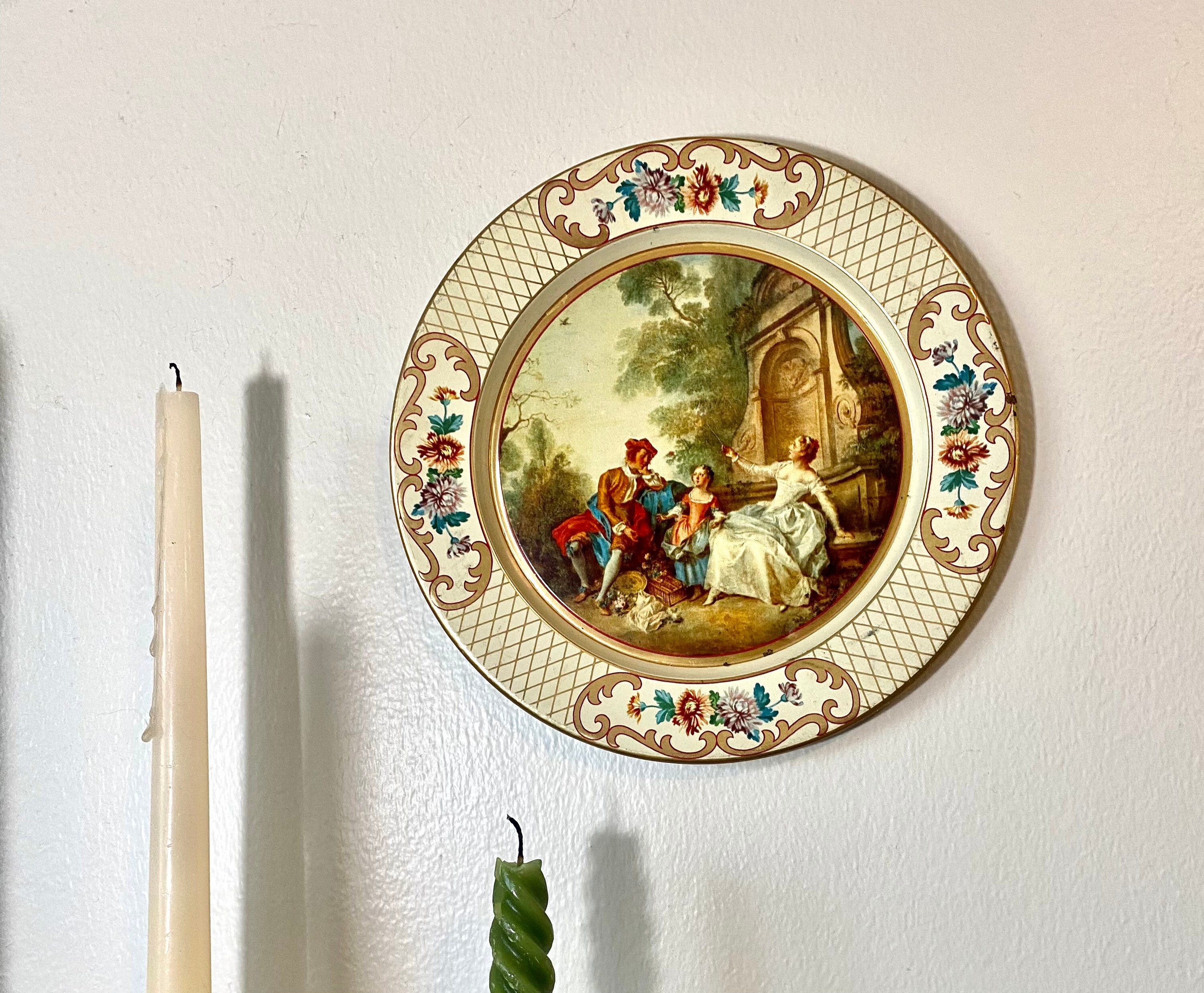 Vintage Daher Decorative Plate Victorian Floral Pattern Tin Metal Plate ...