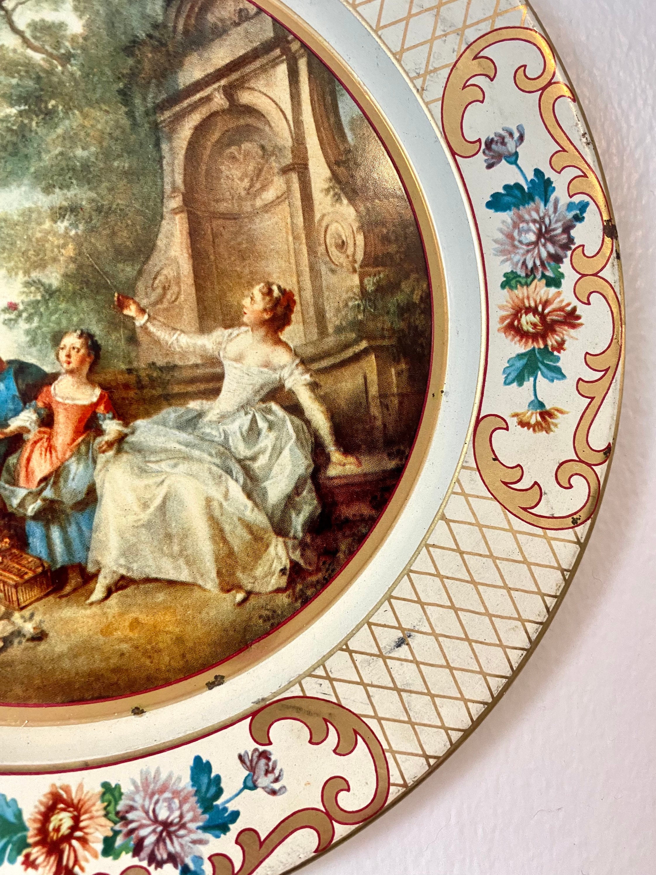Vintage Daher Decorative Plate Victorian Floral Pattern Tin Metal Plate ...