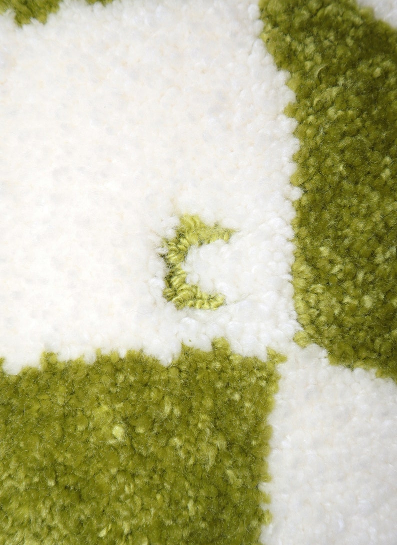 Green Checkered Wavy Curvy Cool Modern Tufted Custom Rug,housewarming ...