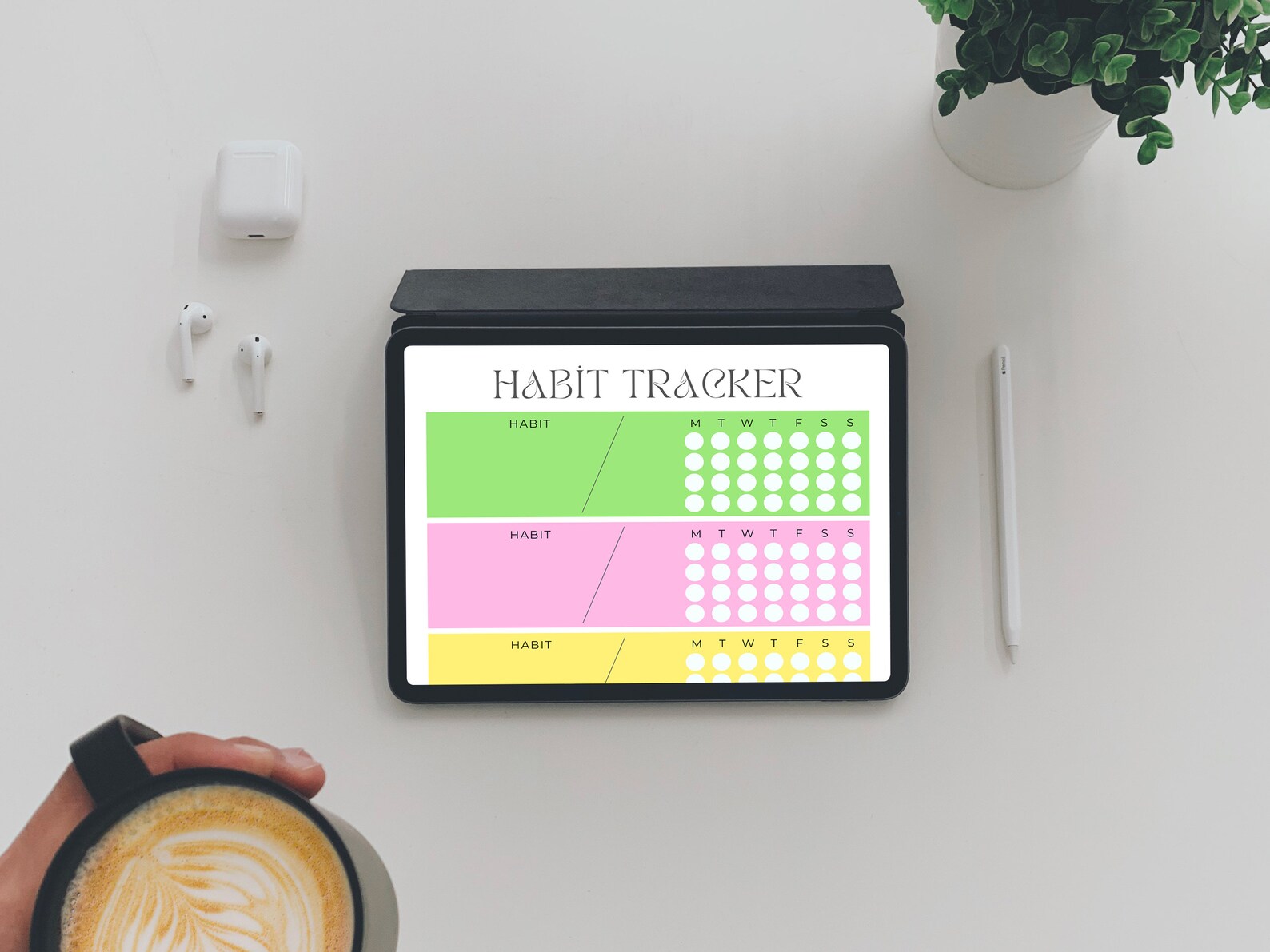 Monthly Habit Tracker Checklist Colorful Minimalist Digital Printable ...