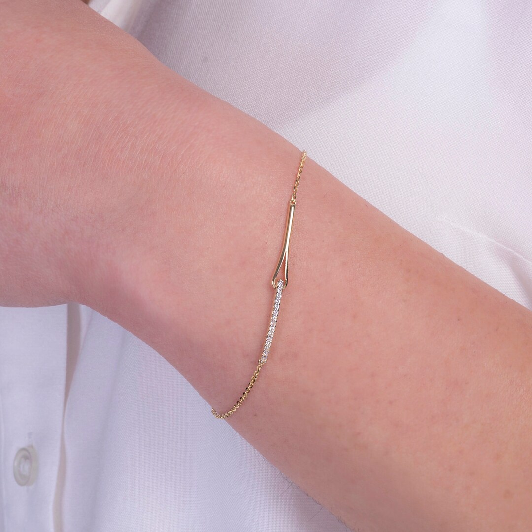 Solid Gold Belt Bracelet K9-K14 Simulated Diamonds,buckle Anxiety ...