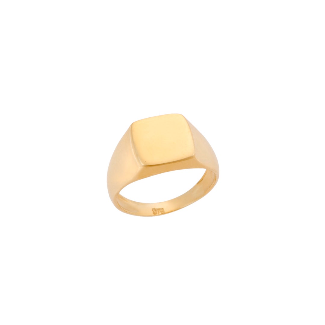 Handmade 14k Solid Gold Square Signet Ring, Personalized Engraved Ring ...
