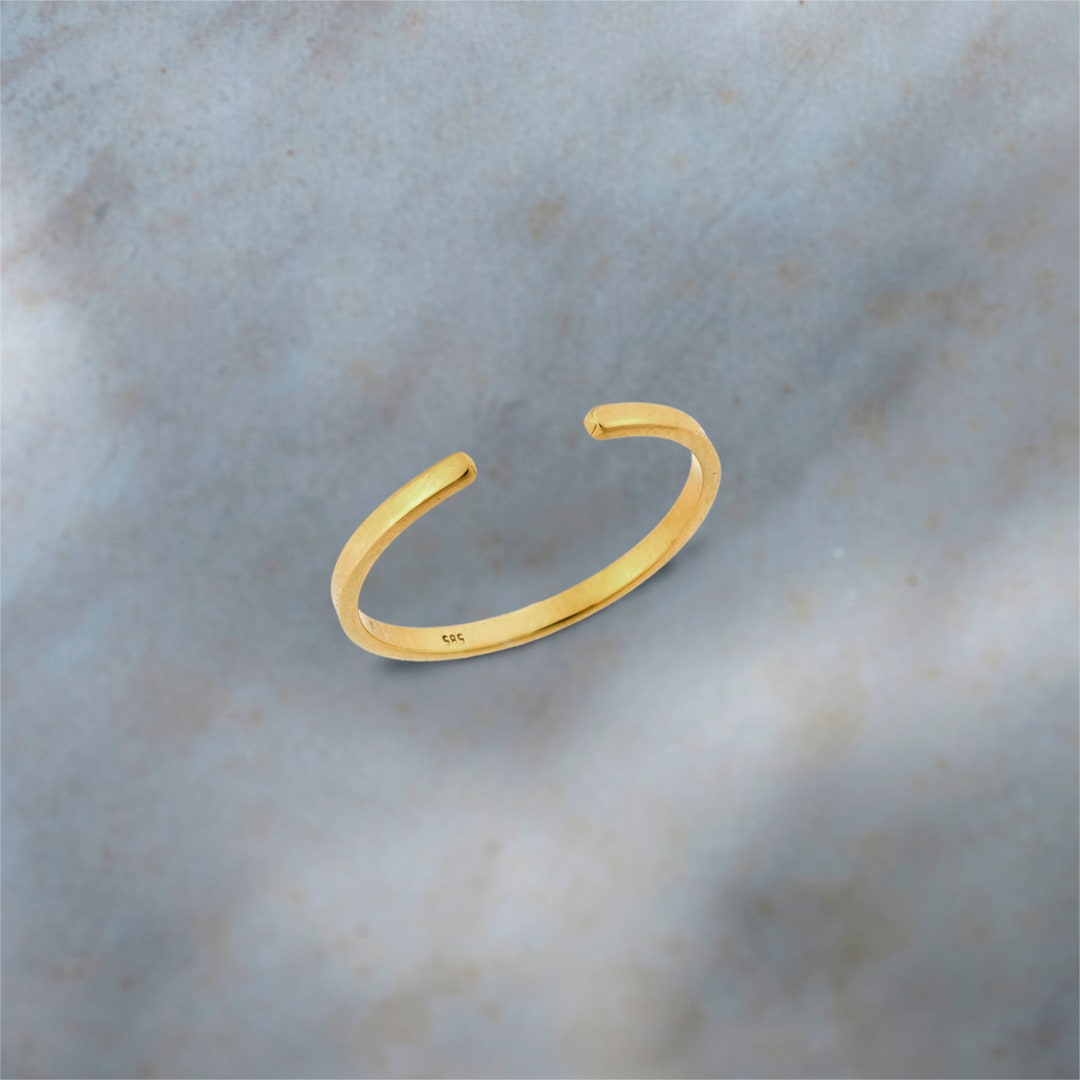 Dainty Solid Gold Open Ring, Minimalist Knuckle Cuff - Etsy