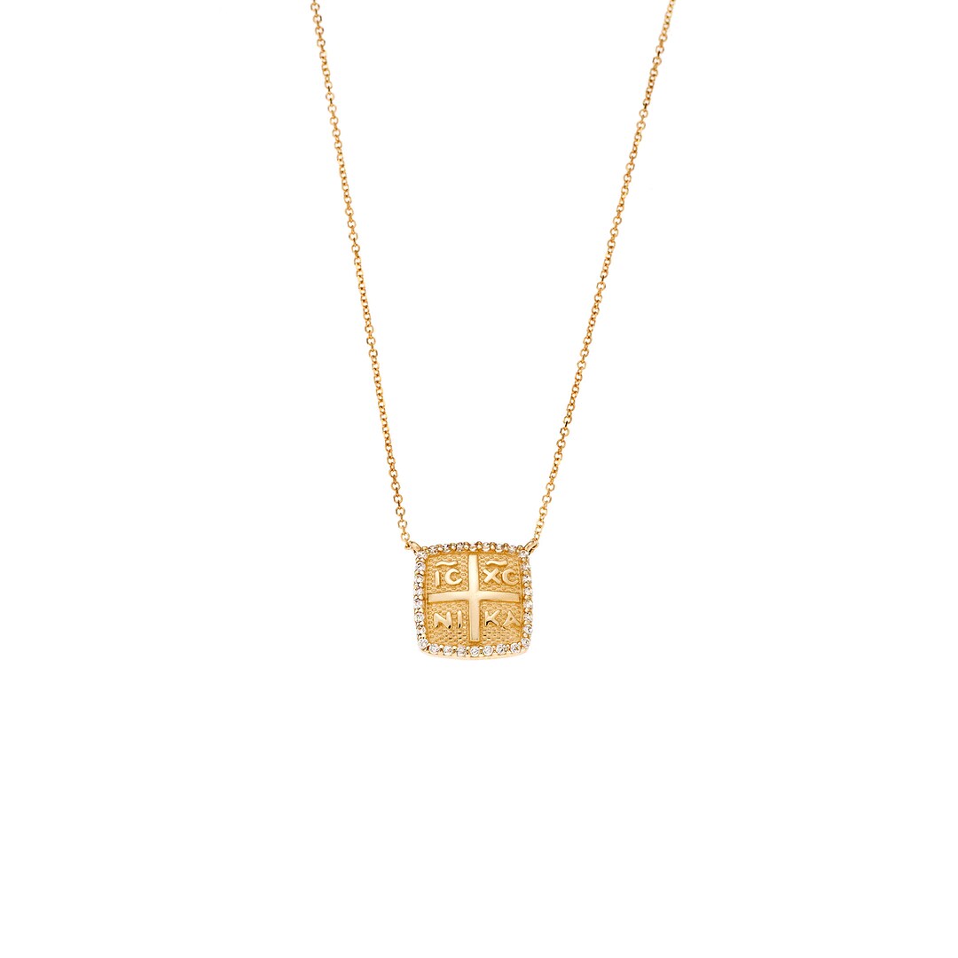 Solid Gold Greek Constantine Coin Pendant K9-k14,protection ICXC NIKA ...