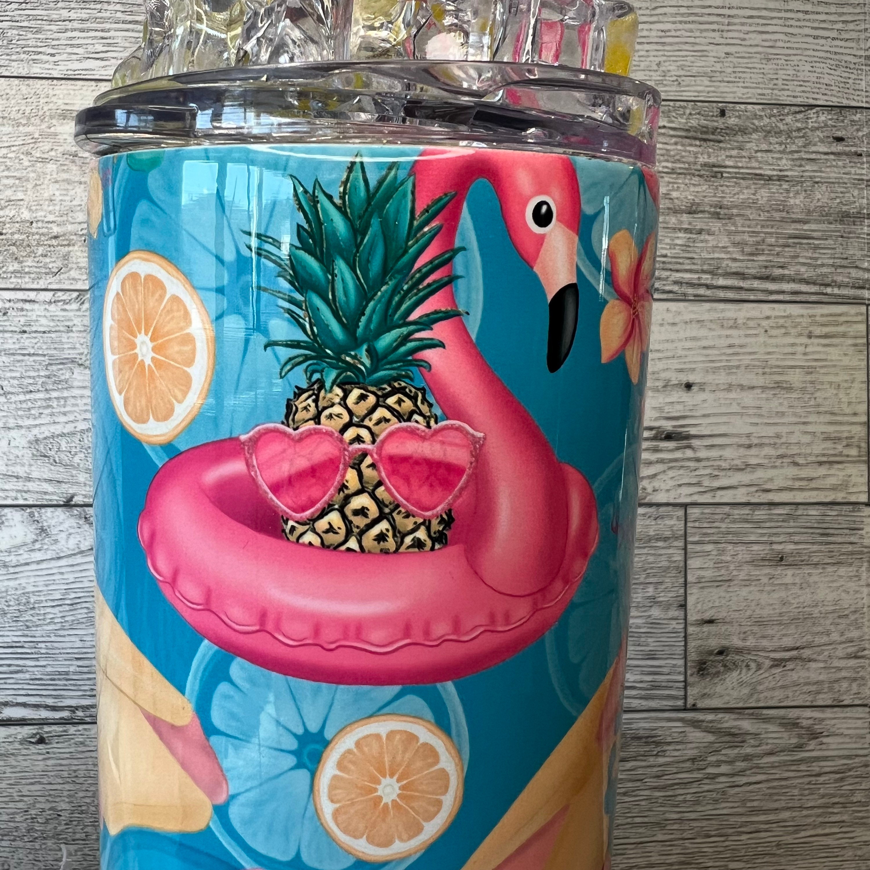 Pool Party / Flamingo / Lemonade / 20 Oz. Stainless Steel Tumbler Cup ...