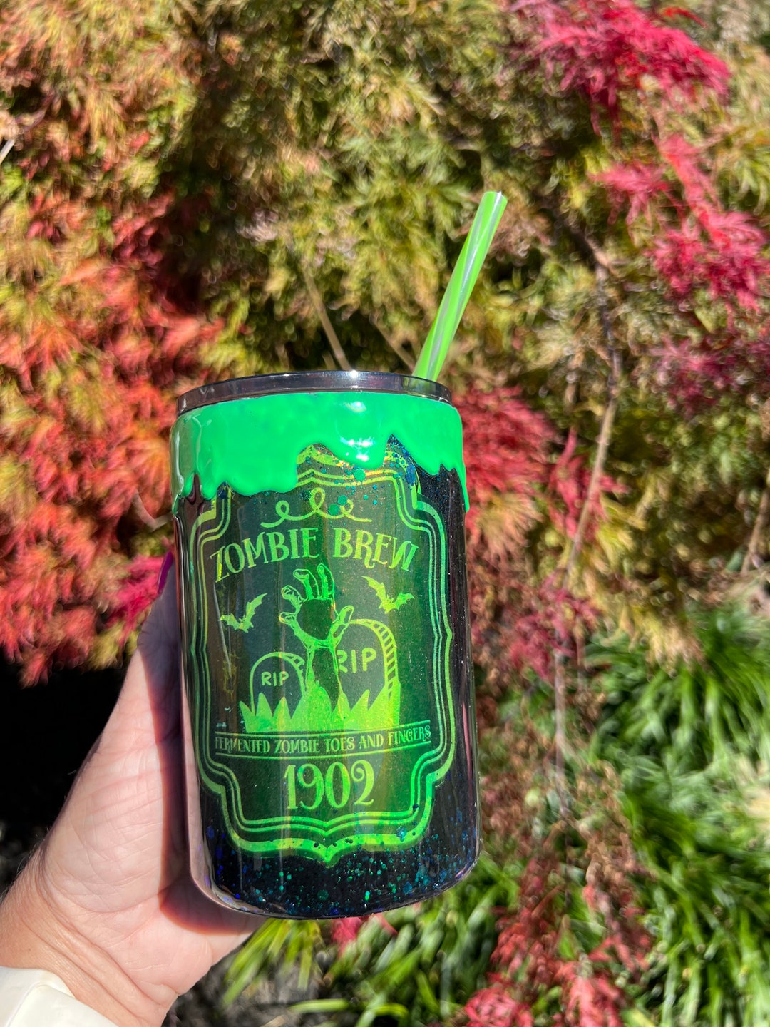Zombie Brew Plump Tumbler With Glitter and Drip / HALLOWEEN / Neon ...