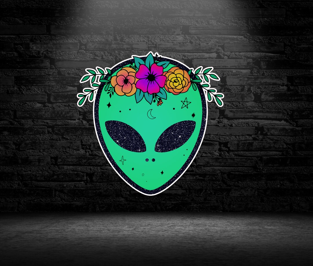 Alien Face Sticker / Holo Glow / 3 X 3 / FREE SHIPPING - Etsy