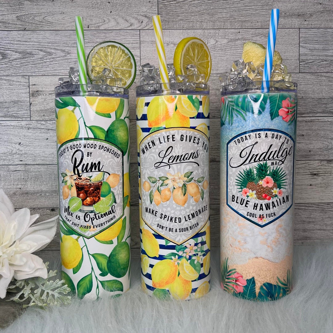 Summer Drink Beverage Alcohol Tumblers 20 Oz. With Faux Lemon Lime Ice ...