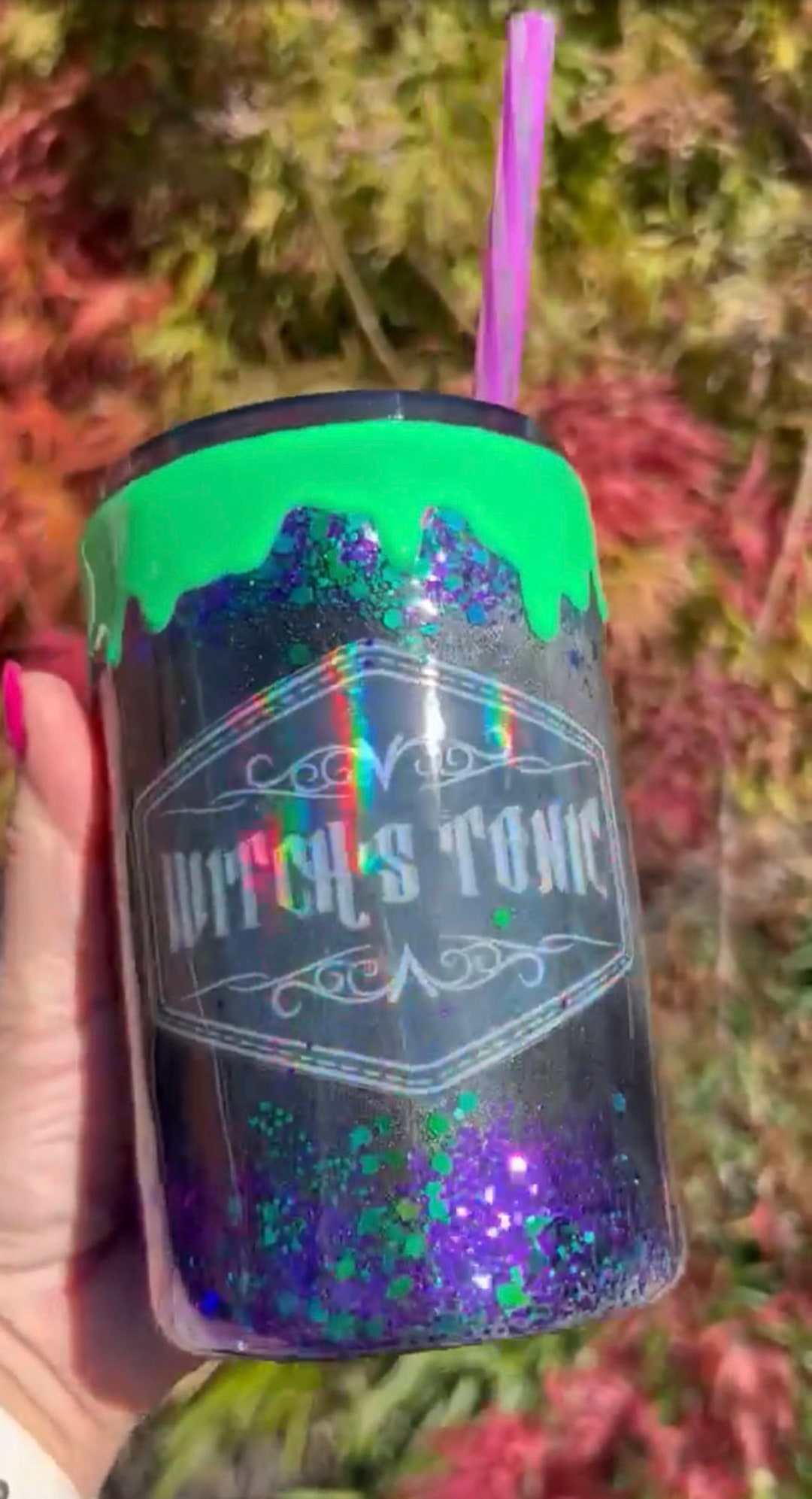 Witch's Tonic Glittered Tumbler With Drip Sealed With Epoxy / HALLOWEEN ...