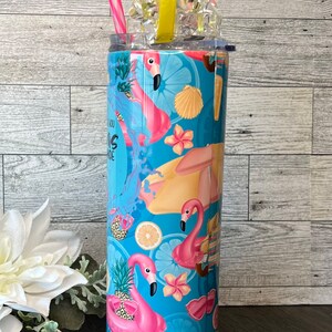 Pool Party / Flamingo / Lemonade / 20 Oz. Stainless Steel Tumbler Cup ...