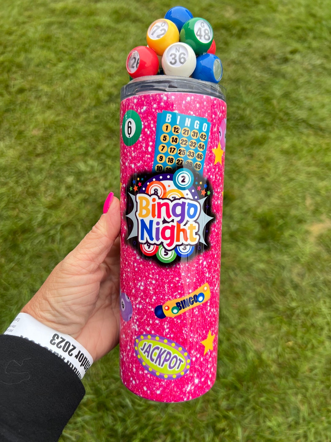 BINGO Tumbler PERSONALIZE and Optional Bingo Ball Topper / Pink ...