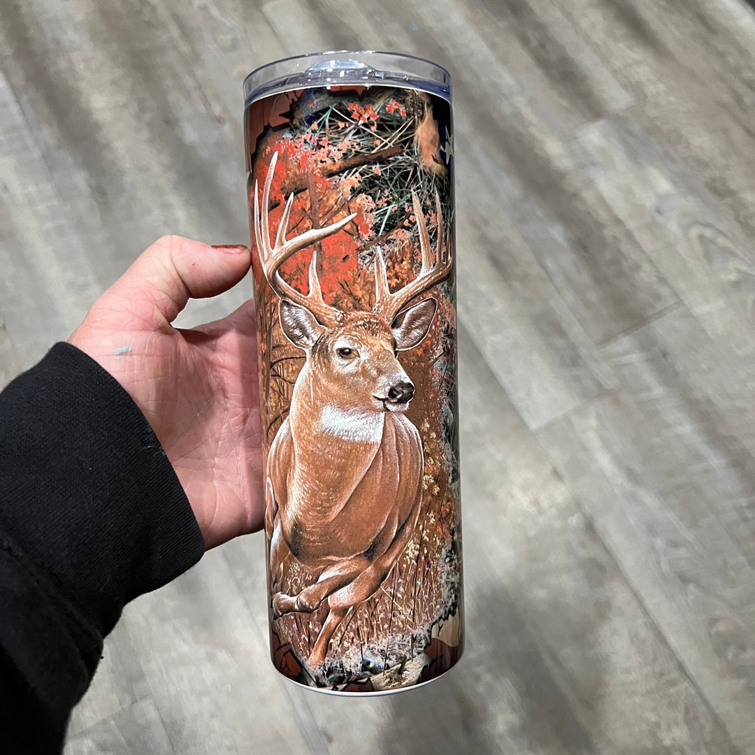 Deer Hunter Tumbler / Hunting Camo USA Flag / 20 Oz Tumbler Cup Mug ...