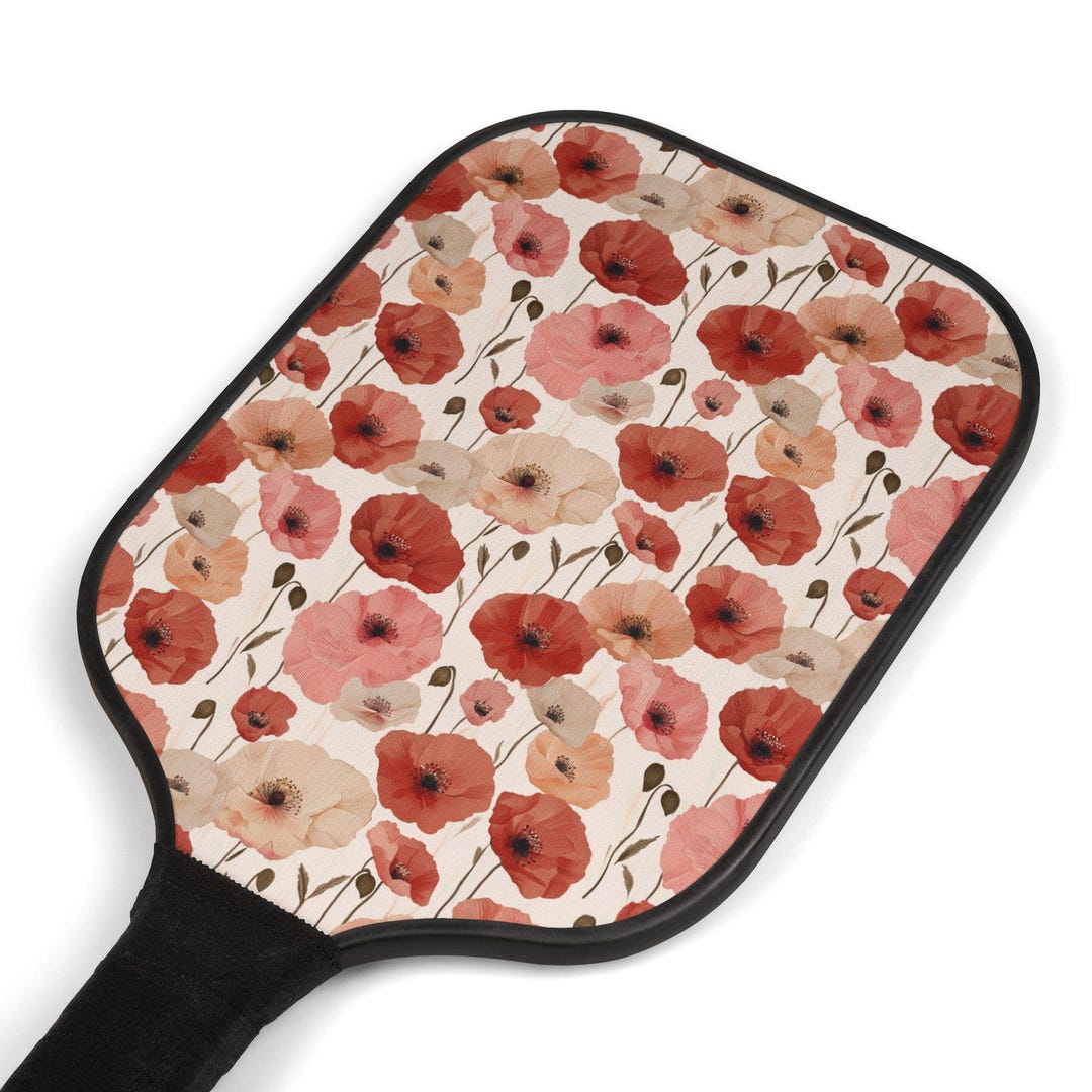 Floral Poppy Pickleball Paddle Kit Cute Botanical Pickleball Paddle Set ...