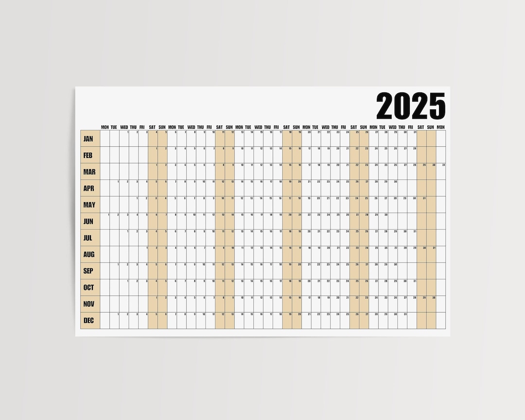 Large 2025 Wall Calendar 36x54 Giant Full Year Office Calendar Big ...