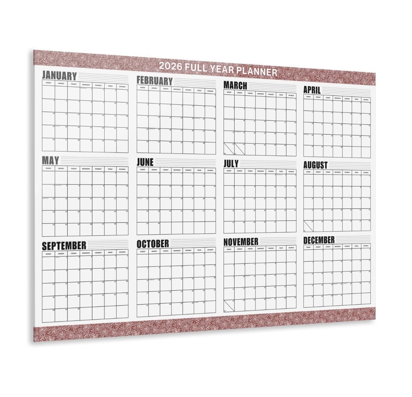 2026 Giant Wall Calendar - Extra Large Yearly Planner Poster - Etsy