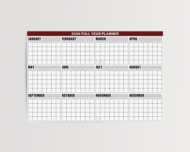 Large 2026 Wall Calendar, Yearly Planner (36x54” Matte Poster or ...