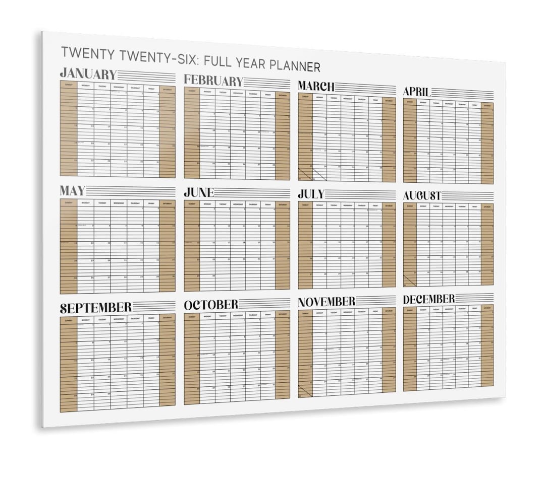 Pastel Floral Wall Calendar, Giant Year Planner (36x54, Matte Poster or ...