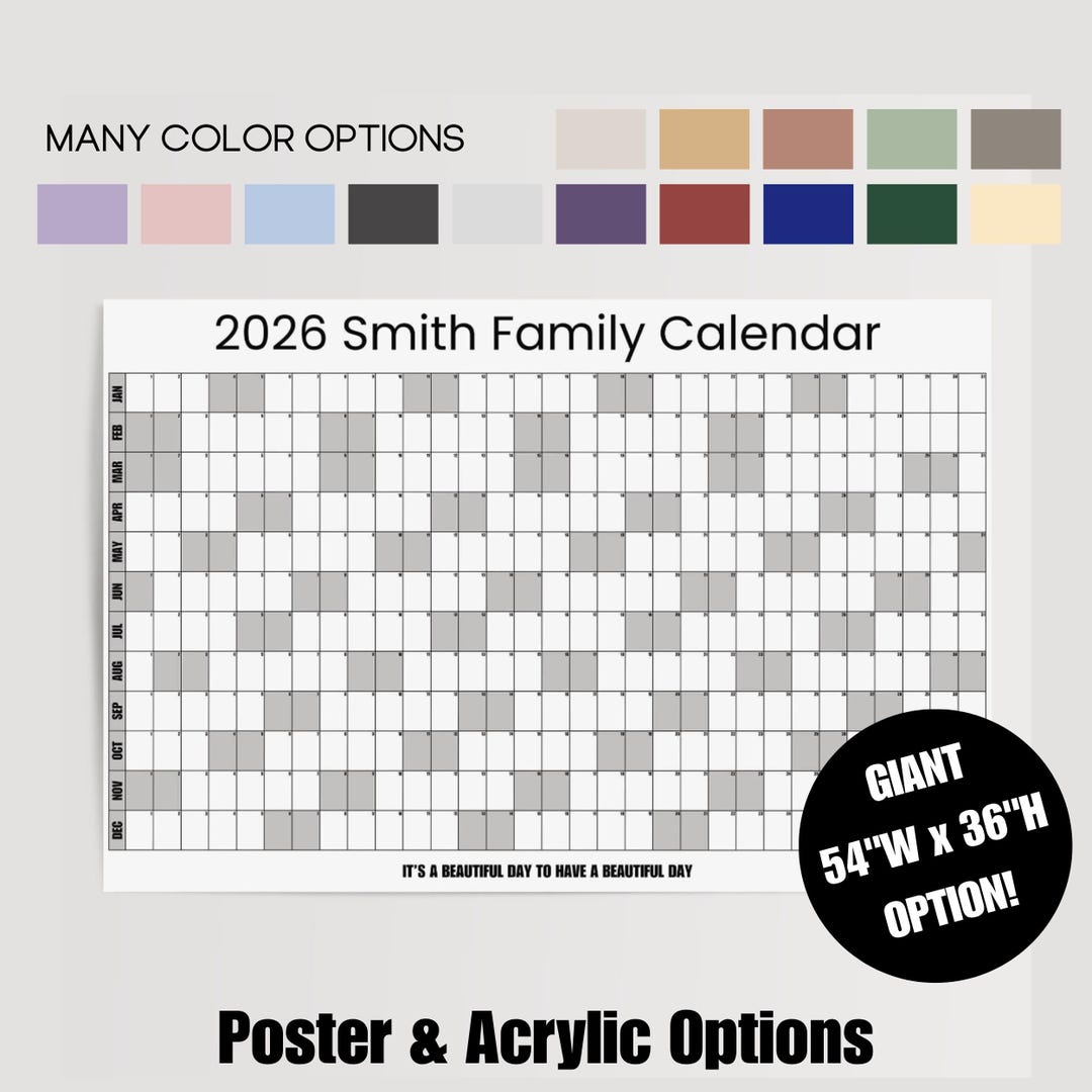 Giant Wall Calendar: Year-at-a-glance, 36x54 Poster or Acrylic - Etsy