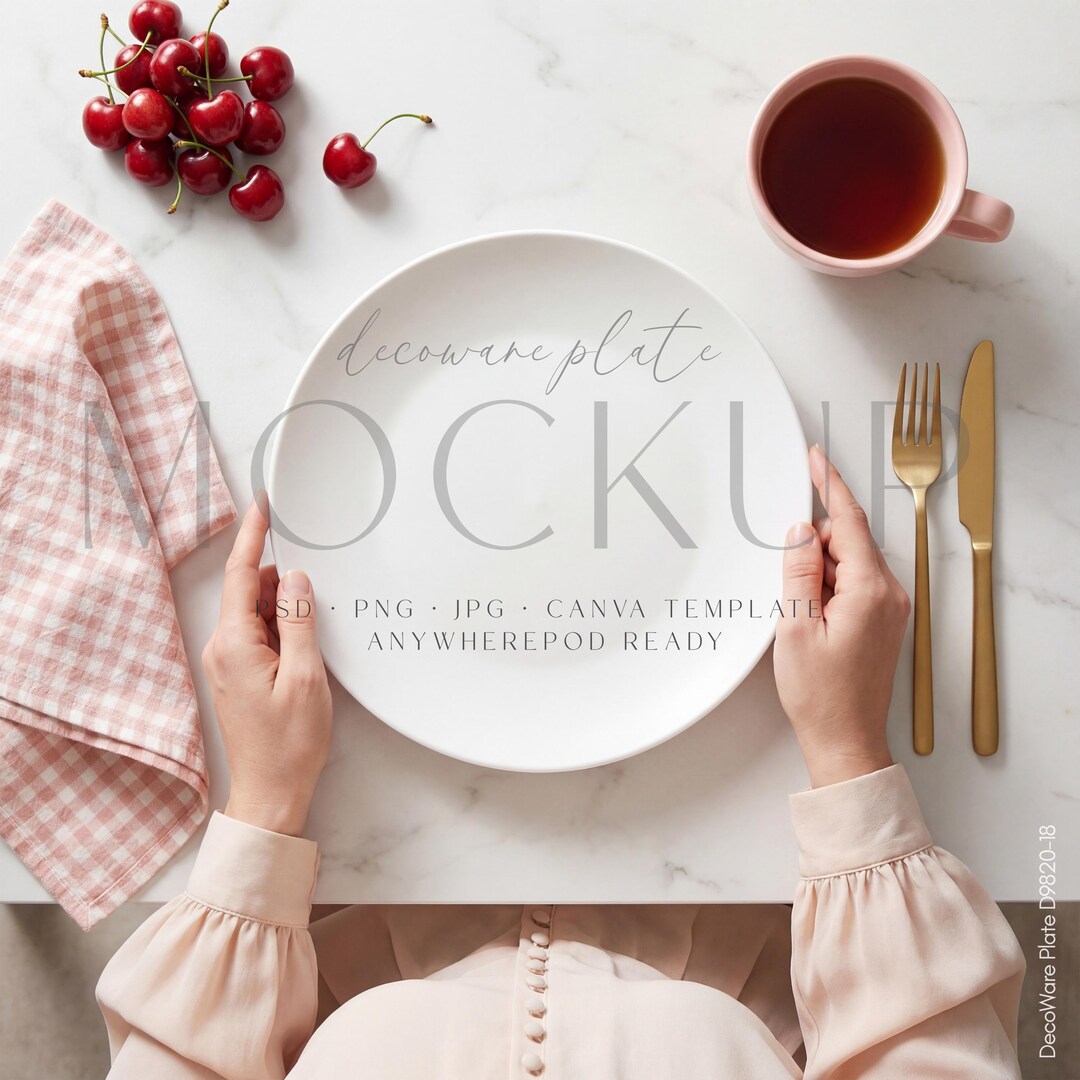Decoware Plate Mockup for Photoshop, Photopea, Affinity, Canva (drag ...