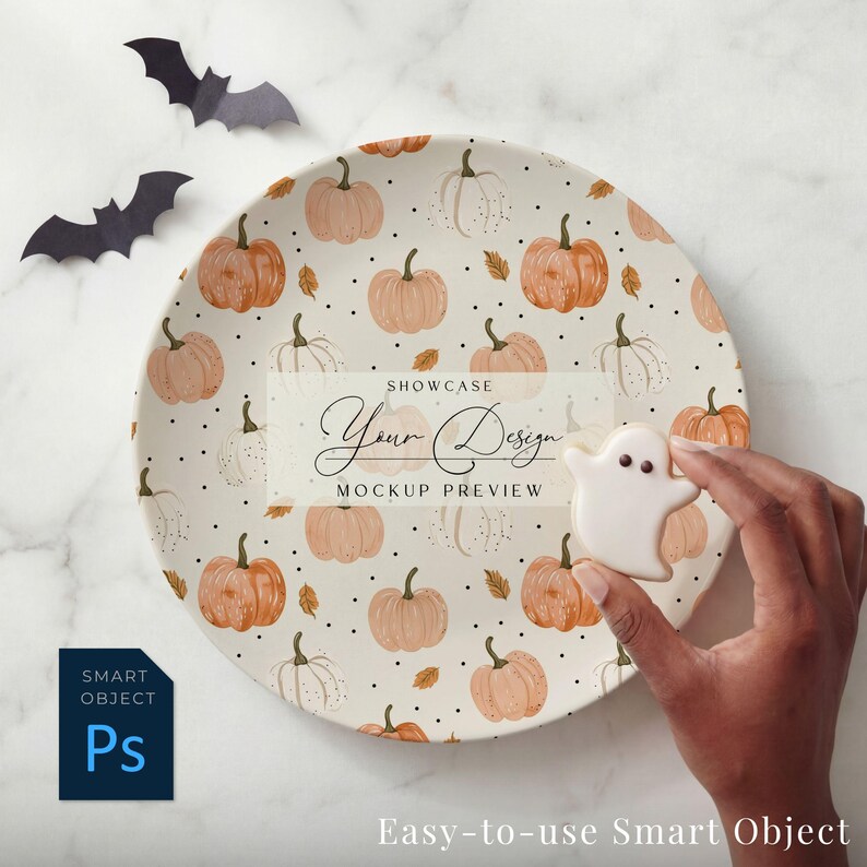 Decoware Halloween Plate Mockup Canva PSD - Etsy