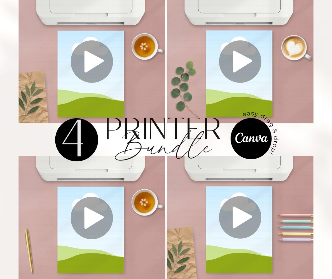A4 Animated Printer Mockup: A4 Paper Showcase Canva Template (digital ...