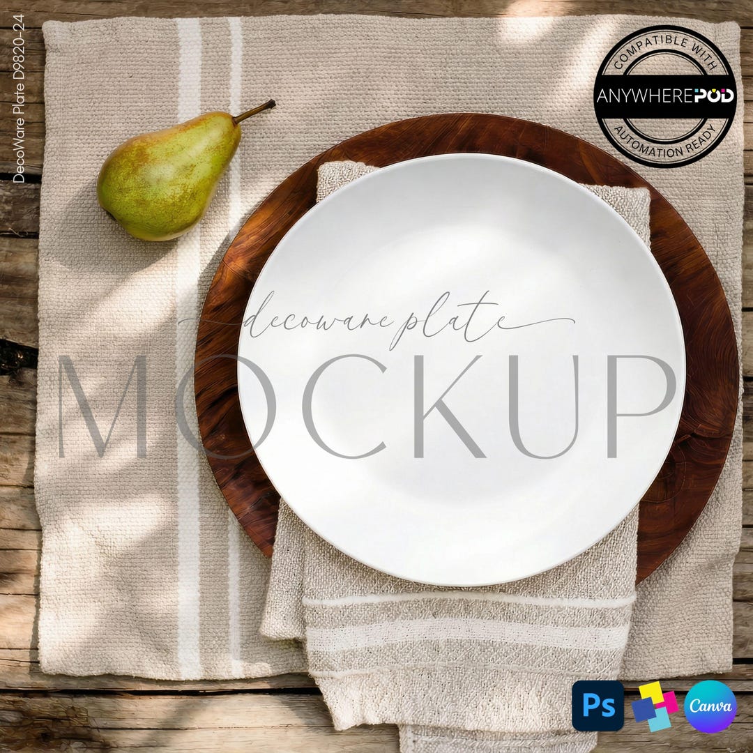 Decoware Plate Mockup for Photoshop, Photopea, Affinity, Canva (drag ...