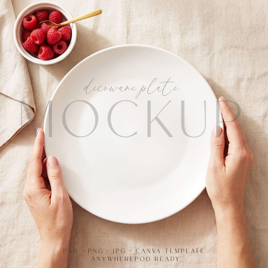 Decoware Plate Mockup for Photoshop, Photopea, Affinity, Canva (drag ...