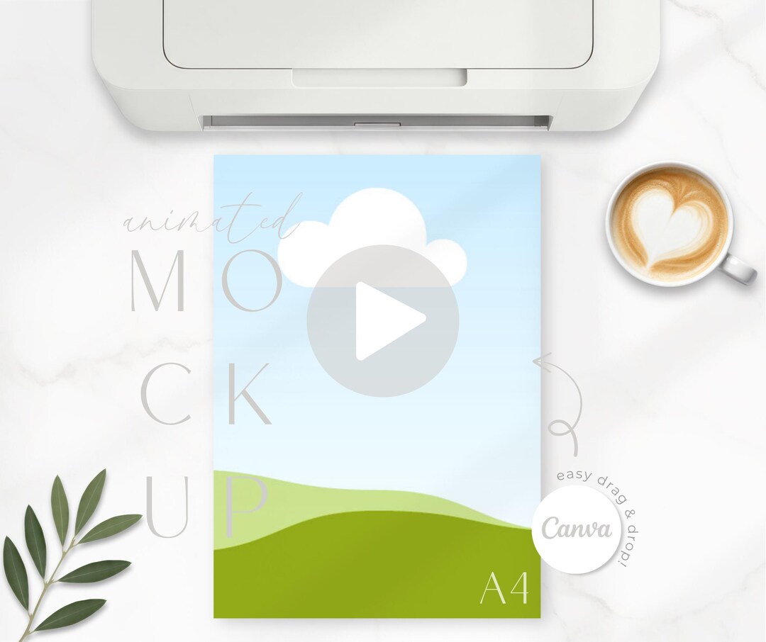 A4 Printer Mockup Video for Digital Files With Canva Frame Template - Etsy