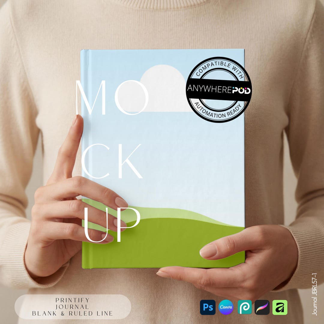 Printify Hardcover Journal Mockup (blank or Ruled Line) for Canva ...