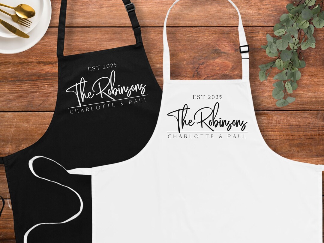 Personalized Apron Customizable Black & White Aprons for Weddings ...