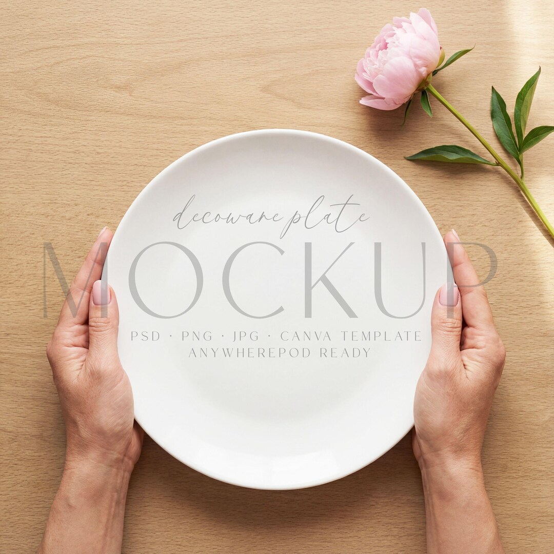 Decoware Plate Mockup for Photoshop, Photopea, Affinity, Canva (drag ...
