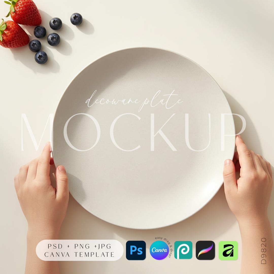 Decoplate Dinnerware Plate Mockup: Editable PSD PNG Canva - Etsy