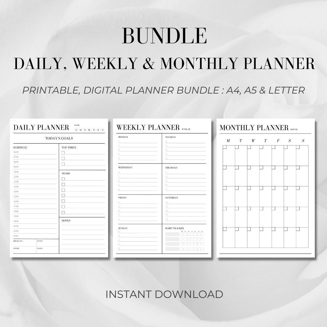PLANNER BUNDLE, Daily Planner, Weekly Planner Printable, Monthly ...