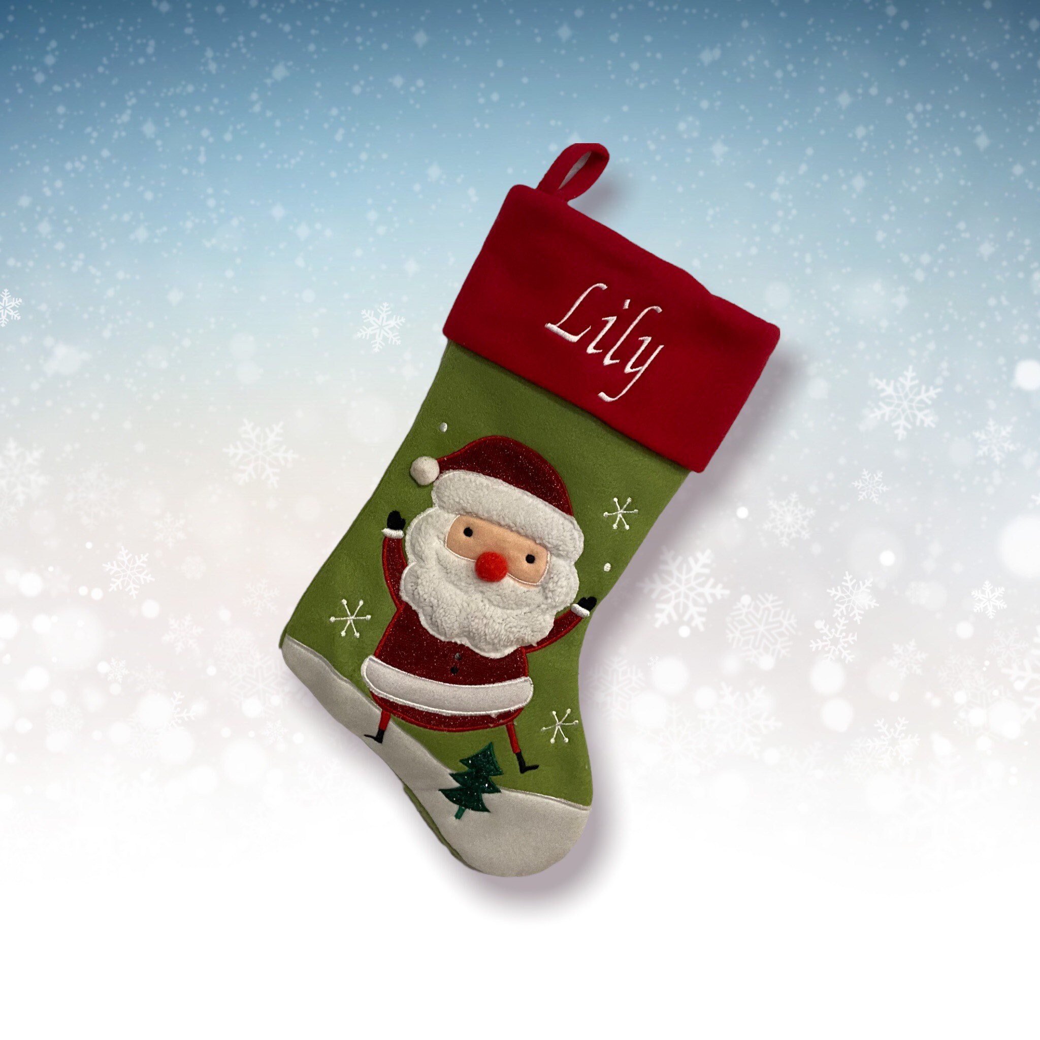 Santa Stocking Felt Stocking Xmas Stocking Embroidered - Etsy