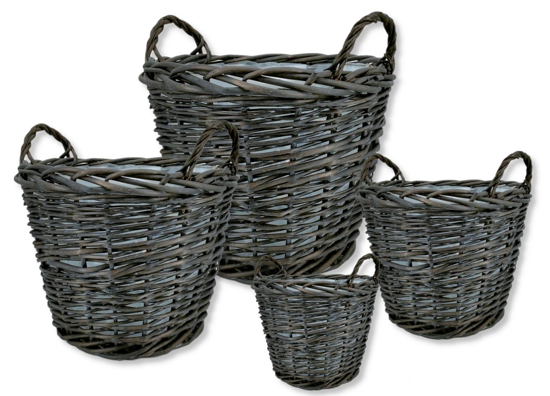 Handmade Willow Plant Basket Set - 4 Sizes - With Plastic Insert - Etsy