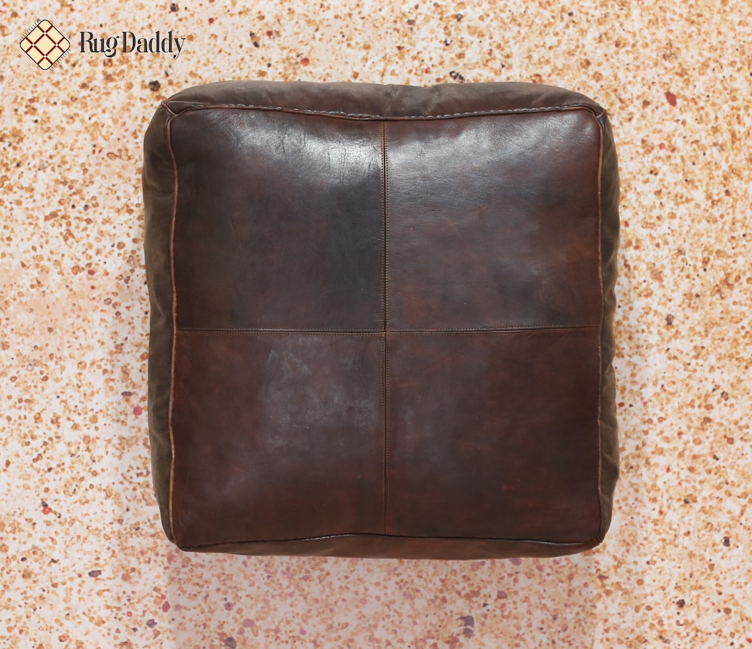Moroccan Ottoman Pouf , Brown Pouf , Square Pouf , 100% Leather Pouf ...