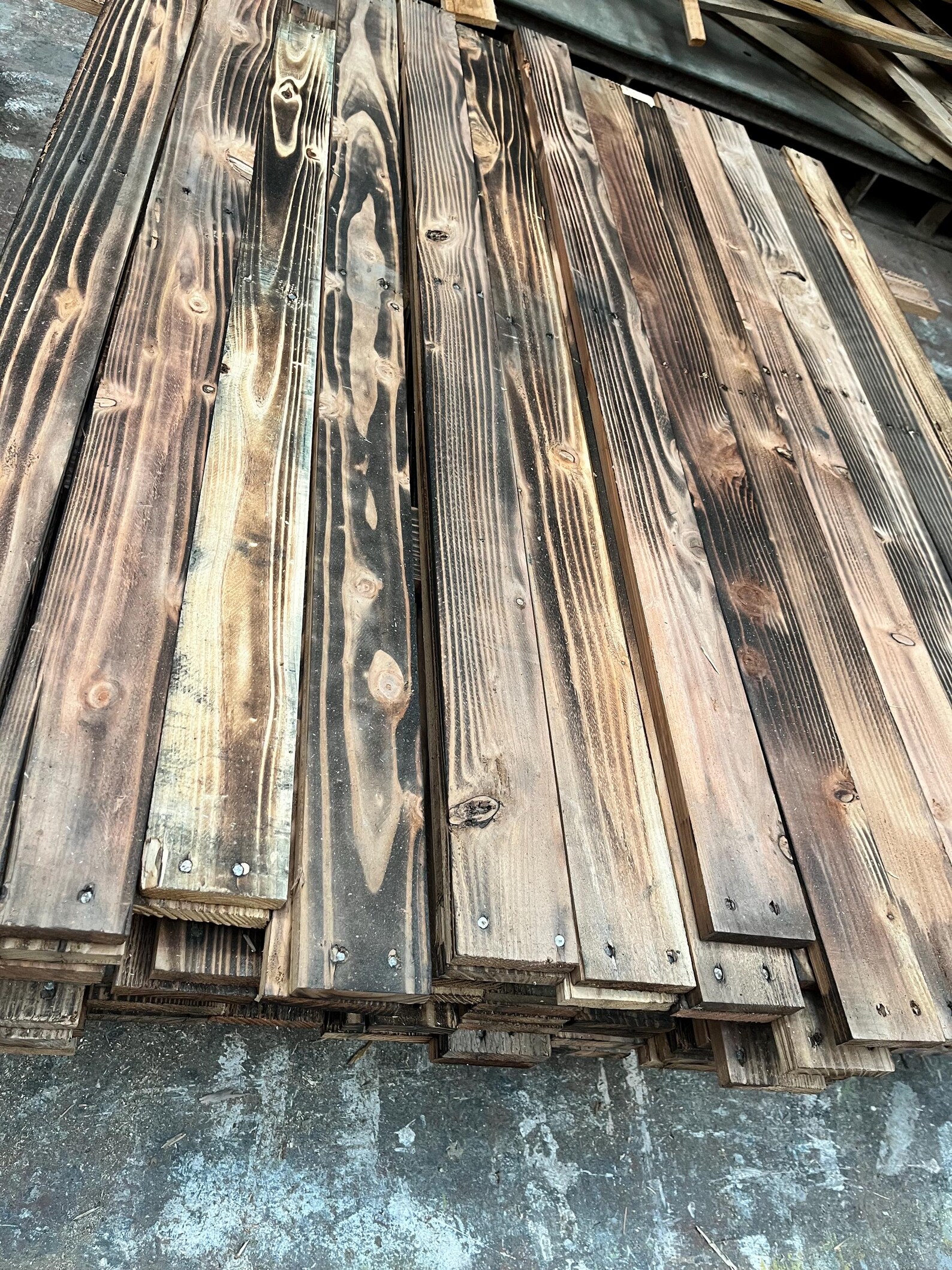10sqm Scorched Reclaimed Pallet Wood Cladding | Recycled Timber, Rustic ...