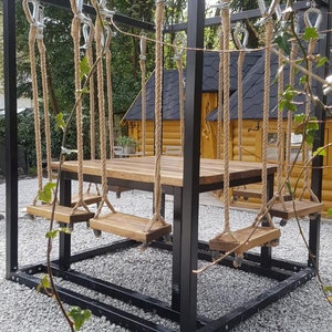 Swing Table Set | 8 Seater Rustic Hand Made for Indoor or Outdoor Use ...