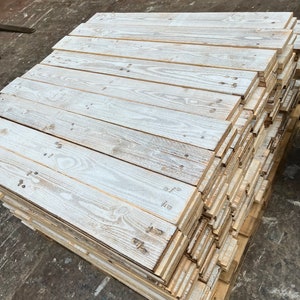 5sqm Reclaimed White Wash Pallet Wood Cladding Sanded DIY Rustic Boards ...