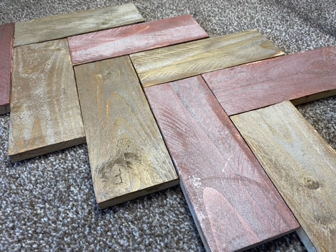 3m2 Rose Gold & Gold Metallic Combination Pack Rustic Pallet Wood Wall ...