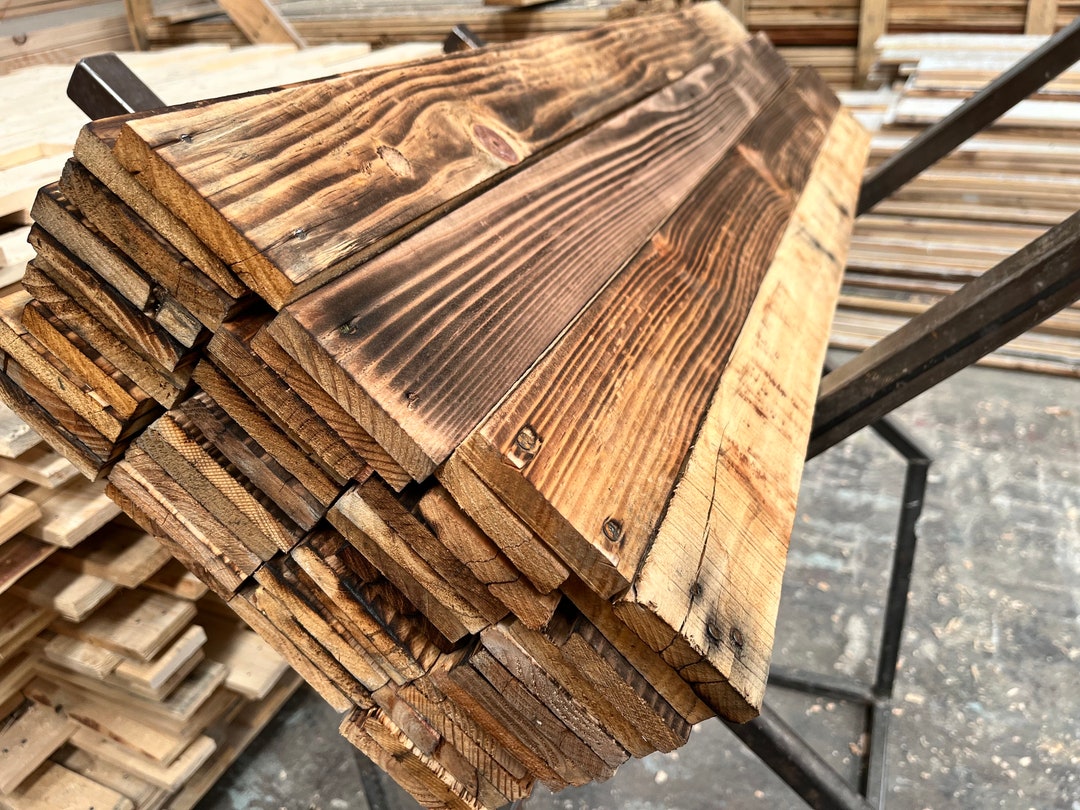 10sqm Scorched Reclaimed Pallet Wood Cladding Recycled Timber, Rustic ...
