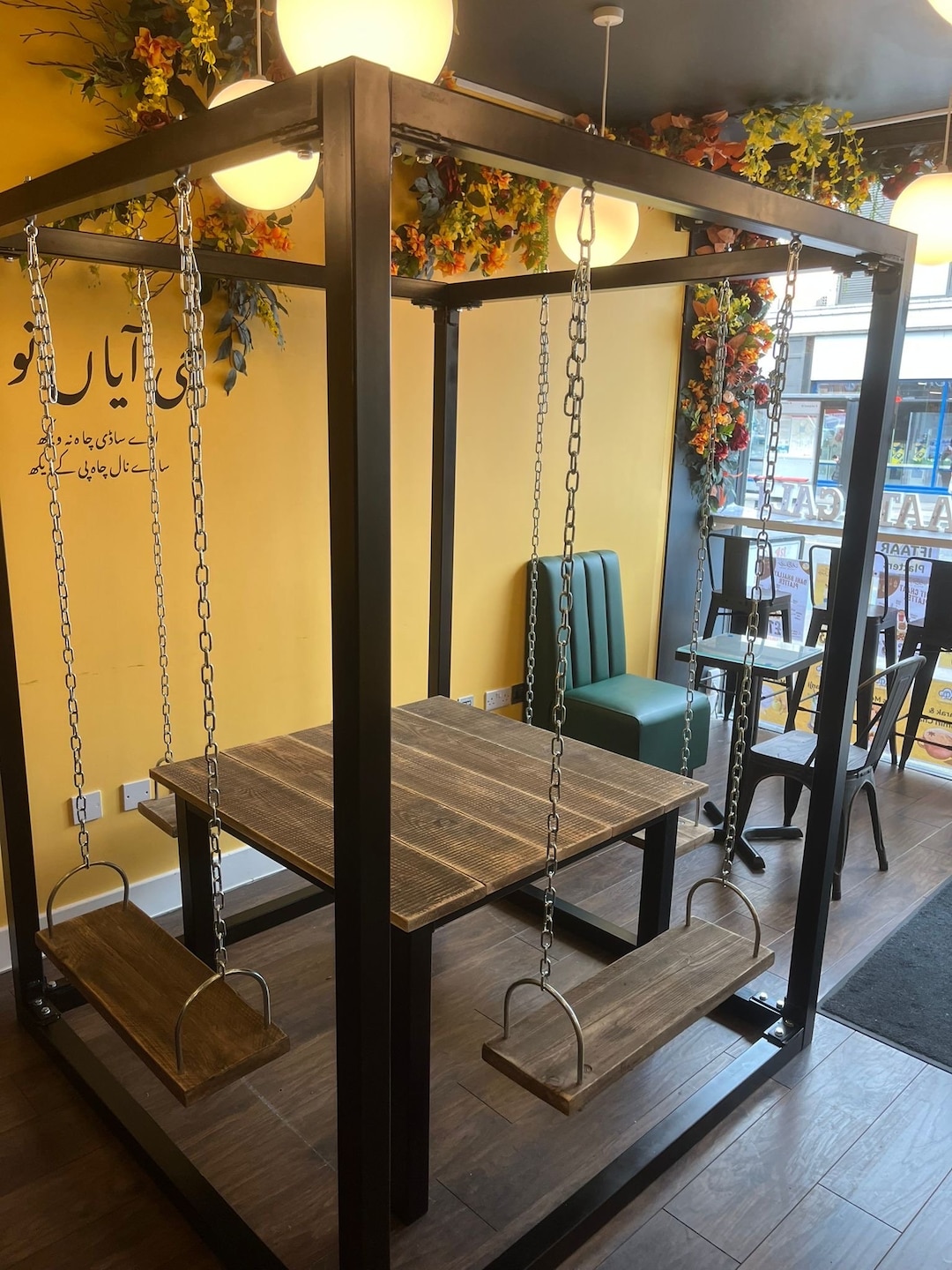 Swing Table Set | 4 Seater Rustic Hand Made for Indoor or Outdoor Use ...