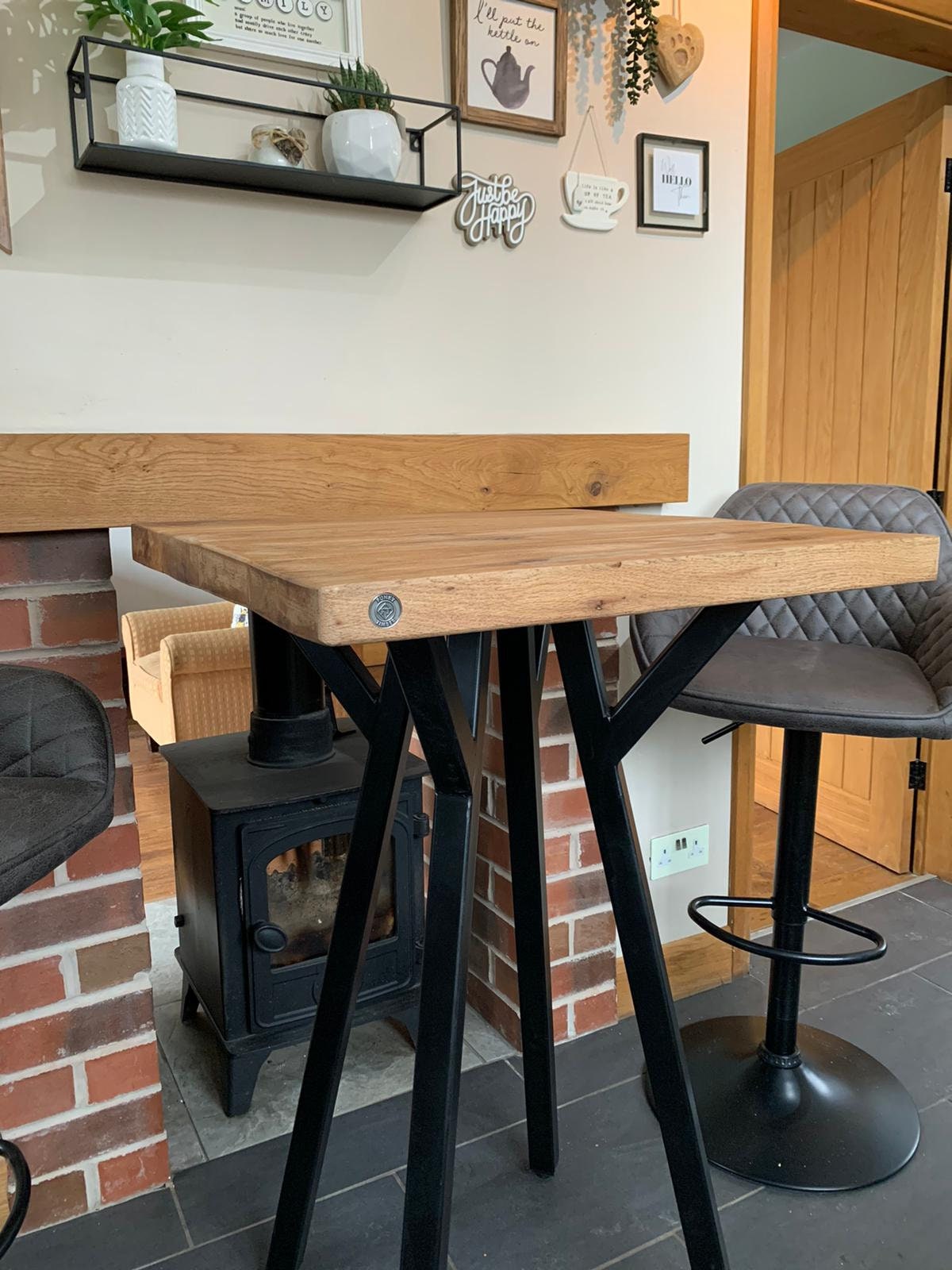 Tall Solid Oak Industrial Style Bar Table - Etsy