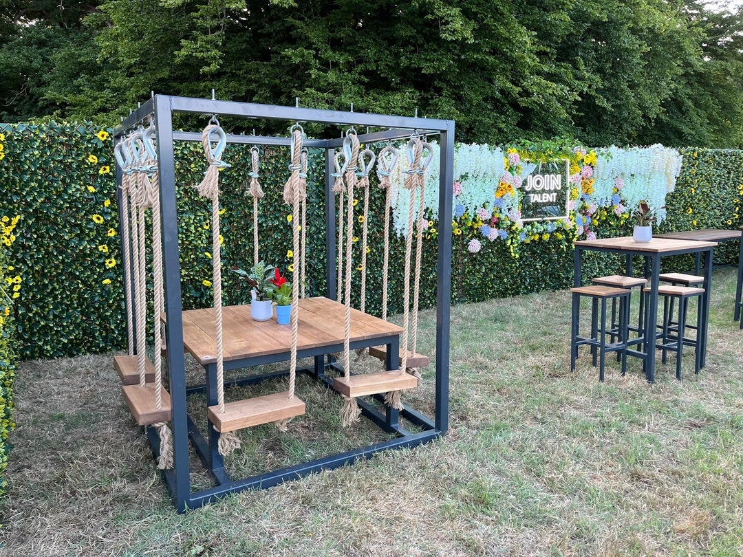 Rustic Fun Swing Table Set | 8 Seater | 4 Seater | 2 Seater| Hand Made ...