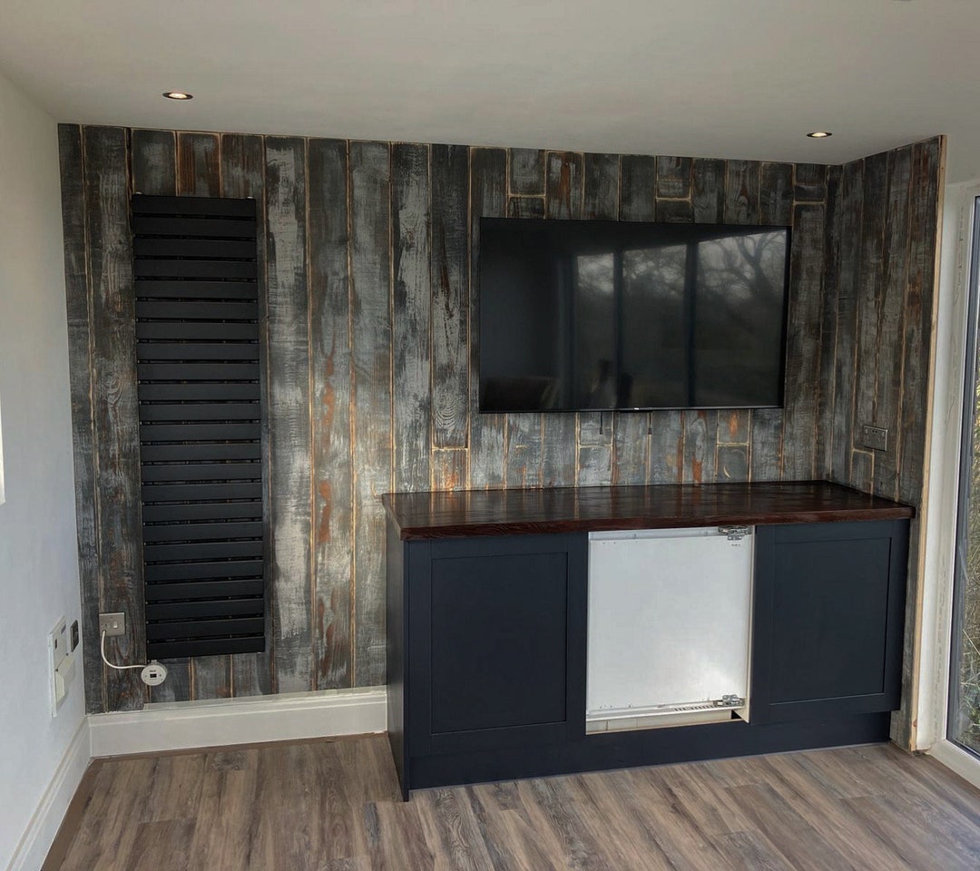 1sqm Reclaimed Rustic Kiln Dried Wall Cladding| Dark Washed Grey ...
